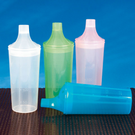 Gobelet 250ml bleu avec 2 embouts sans anses - FM Medical